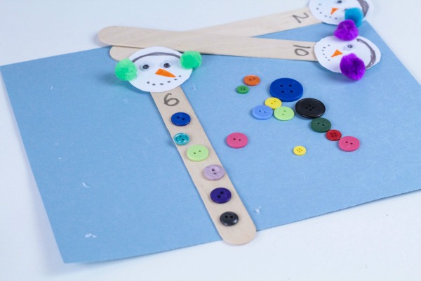 Snowman Button Counting Activity for Kindergarten and Preschool
