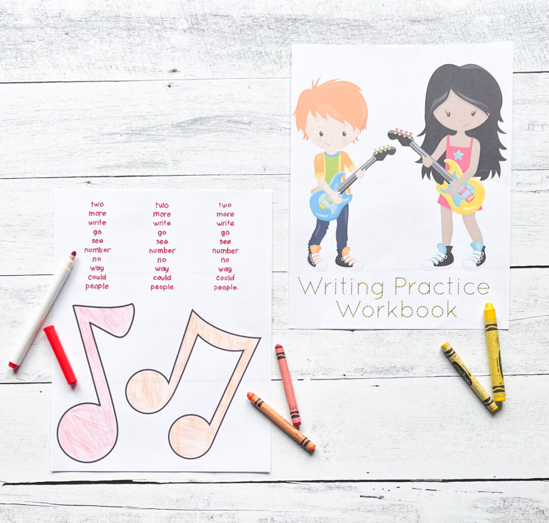 Printable Rock Star Themed Traceable Sight Words Pages