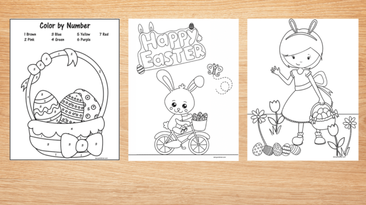 Free Color By Number Easter Basket Coloring Page