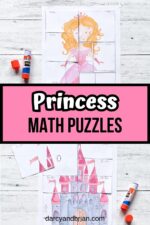 Princess Math Puzzle Worksheet for Kindergarten