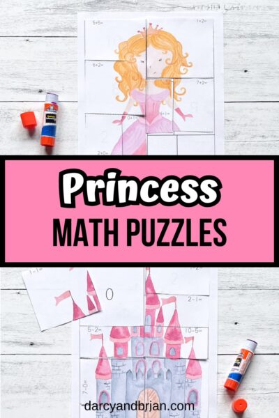 Princess Math Puzzle Worksheet for Kindergarten