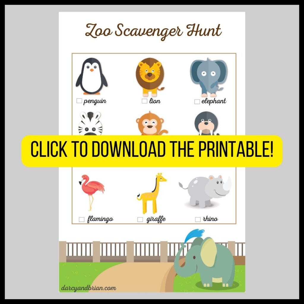 Free Printable Zoo Scavenger Hunt for Kids