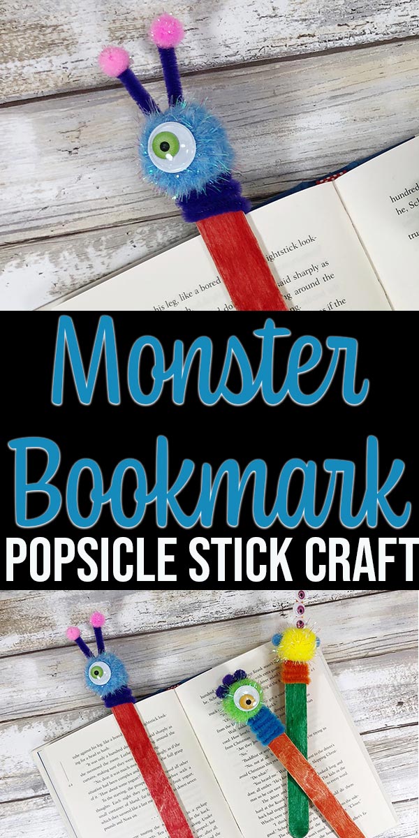Easy Popsicle Stick Monster Bookmark Halloween Craft for Kids