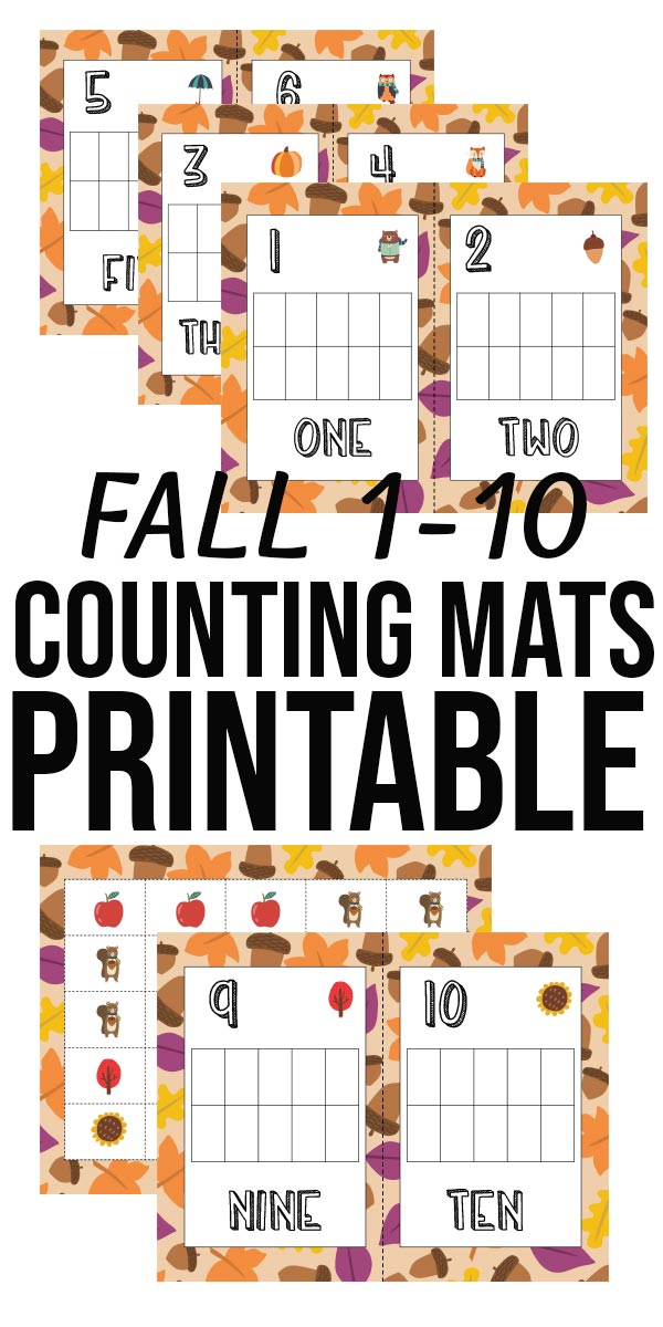 Printable Fall Counting Mats 1-10 for Preschool Math Centers