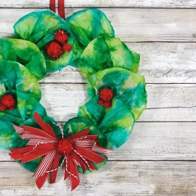 Easy Christmas Coffee Filter Wreath Craft for Kids