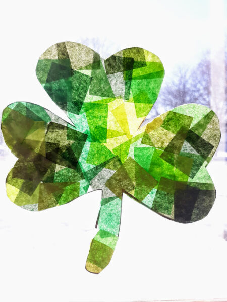 Easy Shamrock Suncatcher Craft | Printable Shamrock Template