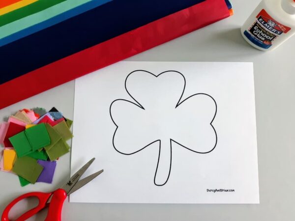 Easy Shamrock Suncatcher Craft | Printable Shamrock Template
