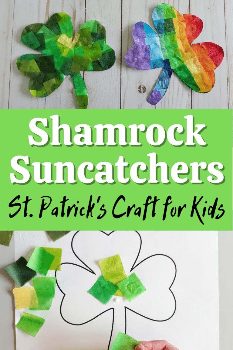 Easy Shamrock Suncatcher Craft | Printable Shamrock Template