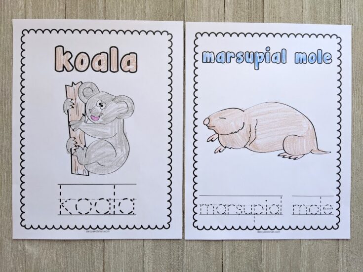 Australian Animals Printable Coloring Pages and Activities