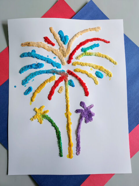 Fireworks Salt Painting Craft for Kids | Fourth of July Art Activity