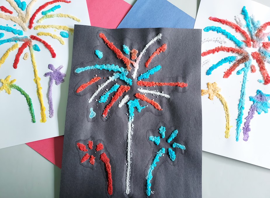 Fireworks Salt Painting Craft for Kids | Fourth of July Art Activity