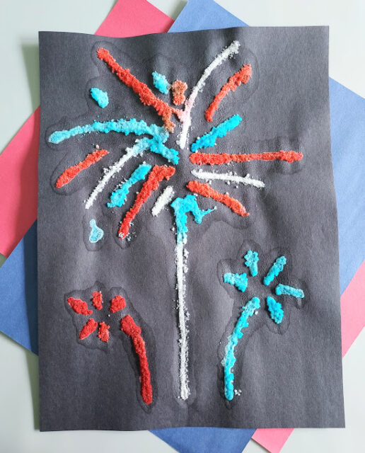 Fireworks Salt Painting Craft for Kids | Fourth of July Art Activity
