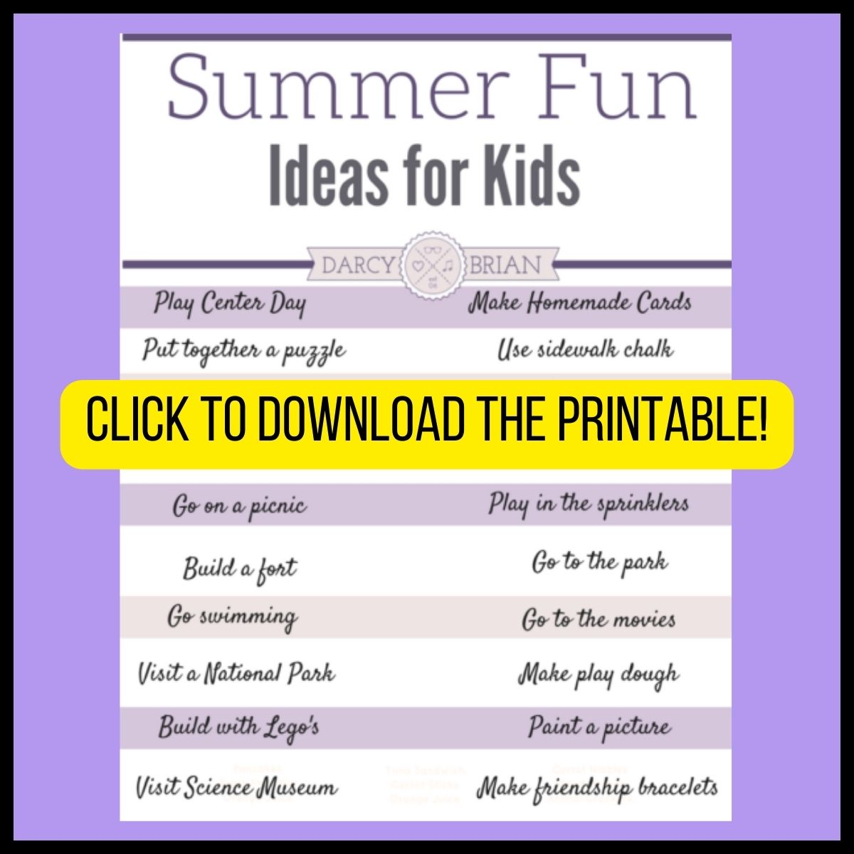 25 Summer Fun Ideas for Kids with Free Printable List