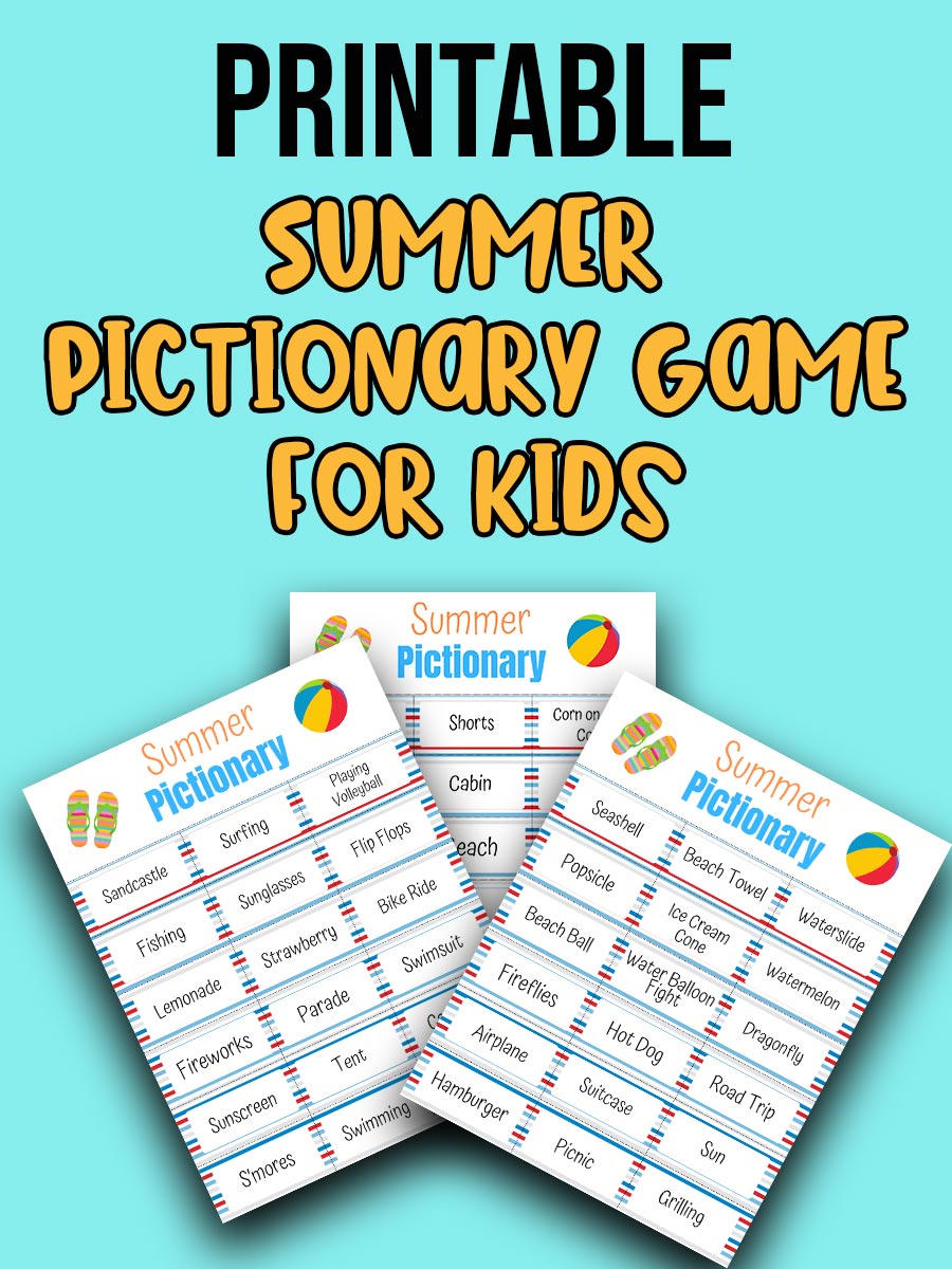 Summer Pictionary Words For Kids Free Printable Game Summer Pictionary Words For Kids Free Printable Game