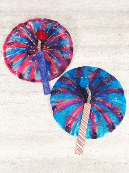 Coffee Filter Fireworks Craft for Kids