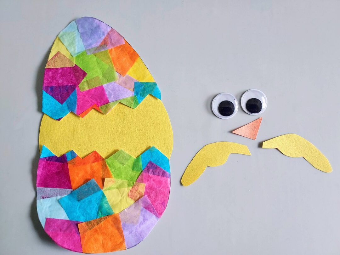Hatching Chick Tissue Paper Suncatcher Craft for Kids
