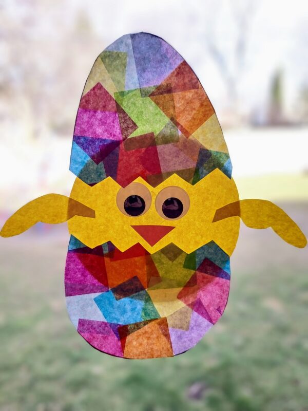 Hatching Chick Tissue Paper Suncatcher Craft for Kids