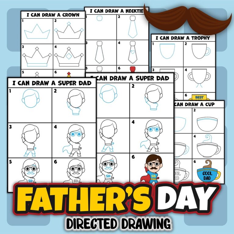 Father's Day Directed Drawing for Kids [Free Printable]