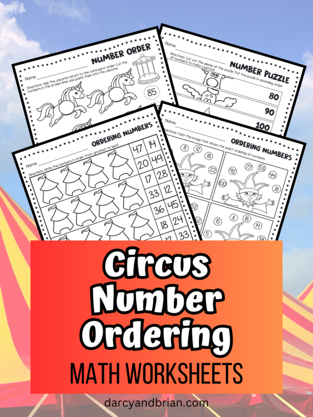 Circus Number Ordering Worksheets | Math Printables for Kids