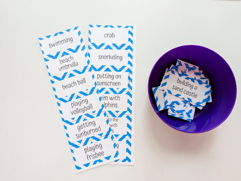Beach Charades Printable Game for Kids