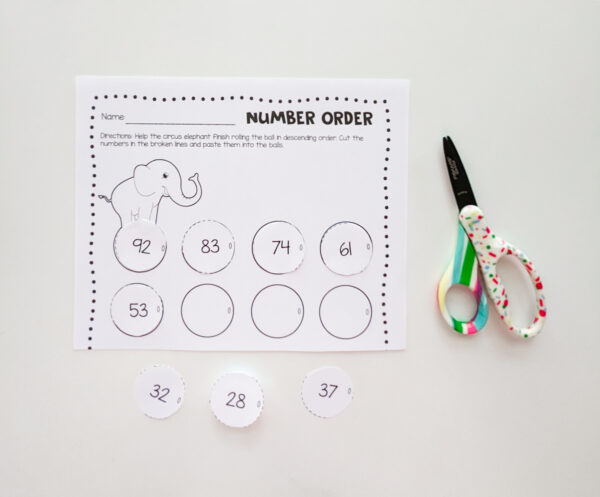 Circus Number Ordering Worksheets | Math Printables for Kids