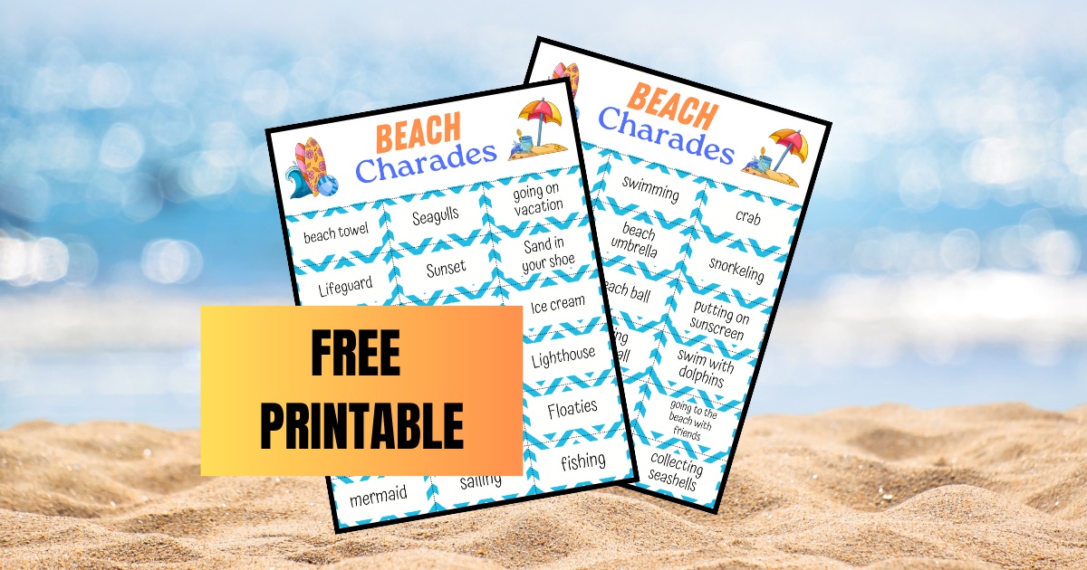 Beach Charades Printable Game for Kids