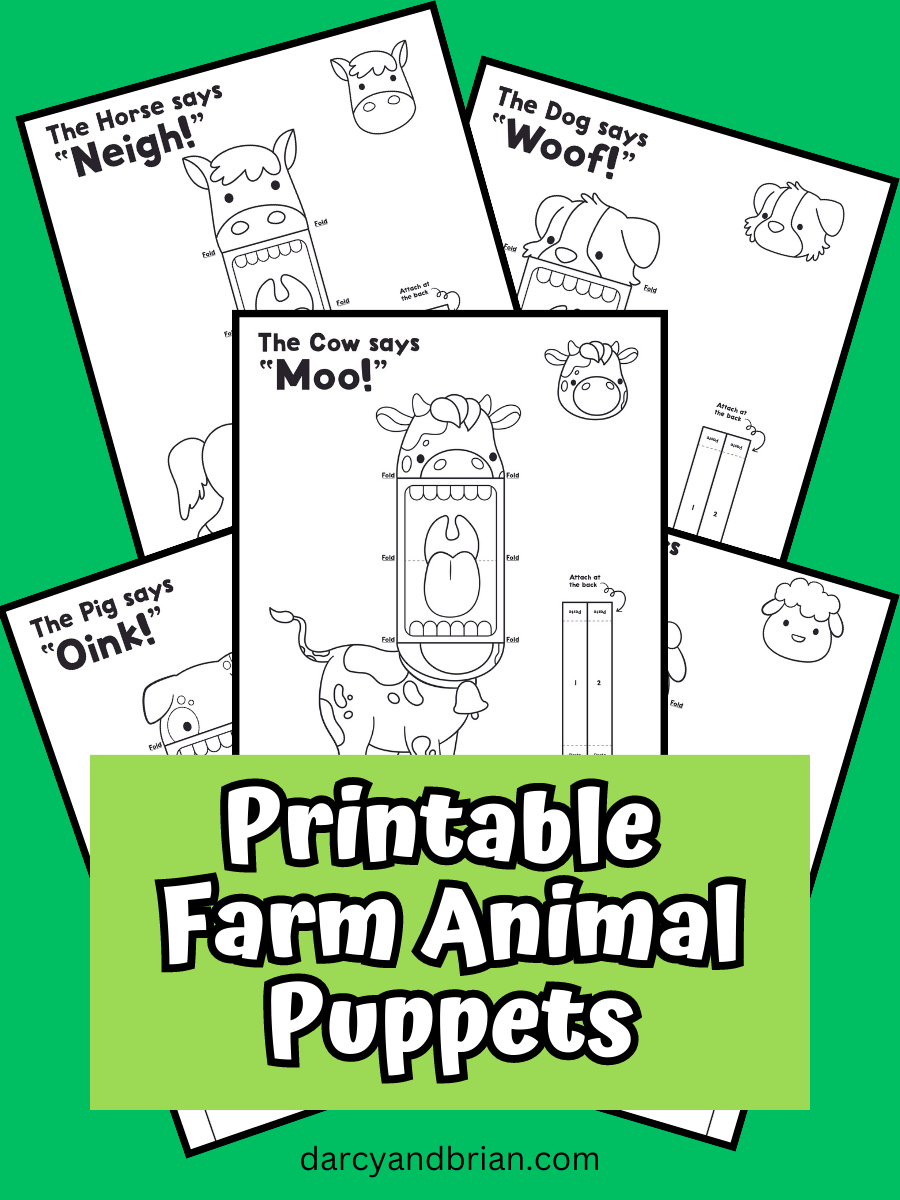 Easy Printable Farm Animals for Finger Puppets