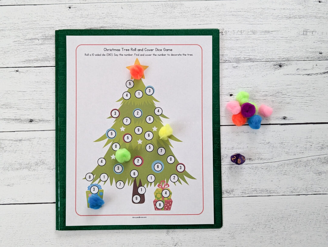 Christmas Tree Roll and Cover Dice Game | Preschool Math