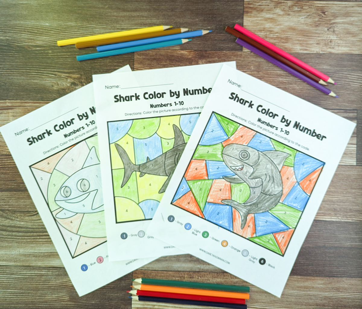Printable Shark Color by Number Worksheets | Preschool Math