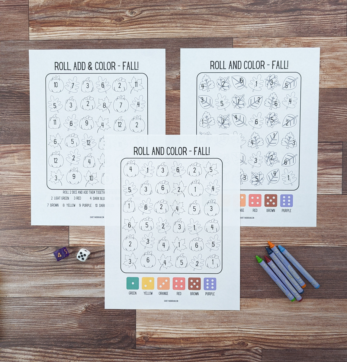 Fun Fall Roll and Color Printable Dice Game for Preschool
