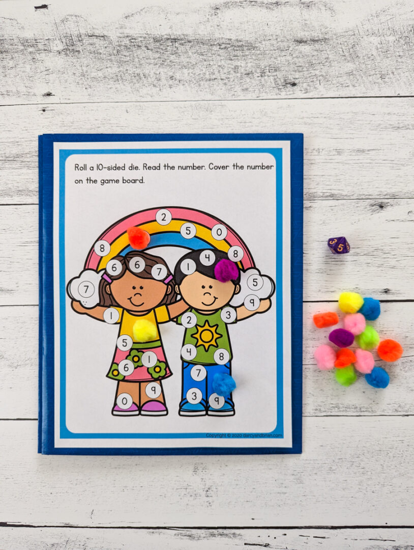 Printable Rainbow Roll and Cover Dice Game | Preschool Math