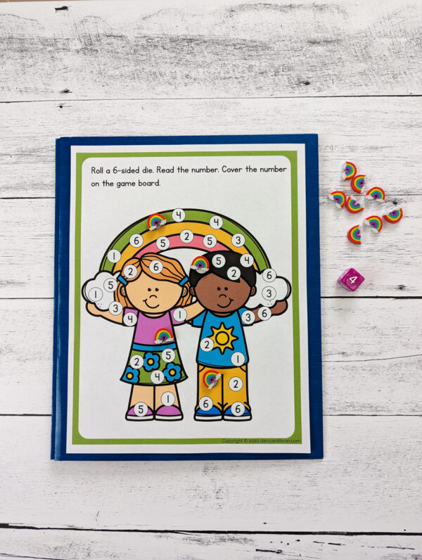 Printable Rainbow Roll and Cover Dice Game | Preschool Math
