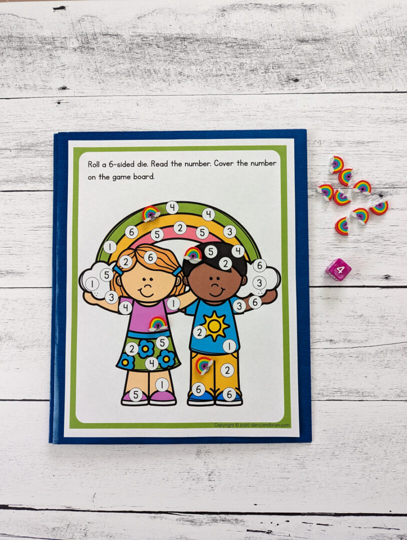 Printable Rainbow Roll and Cover Dice Game | Preschool Math