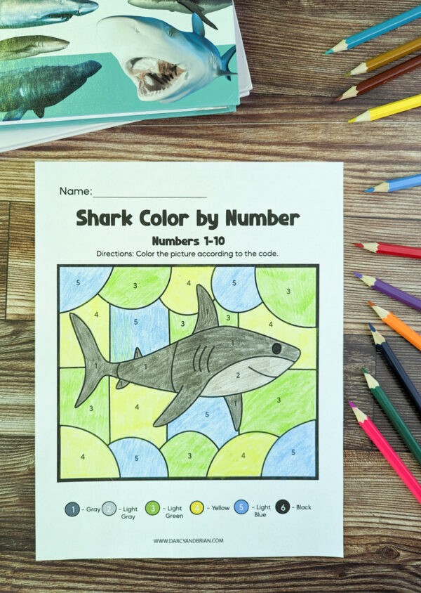 Printable Shark Color by Number Worksheets | Preschool Math
