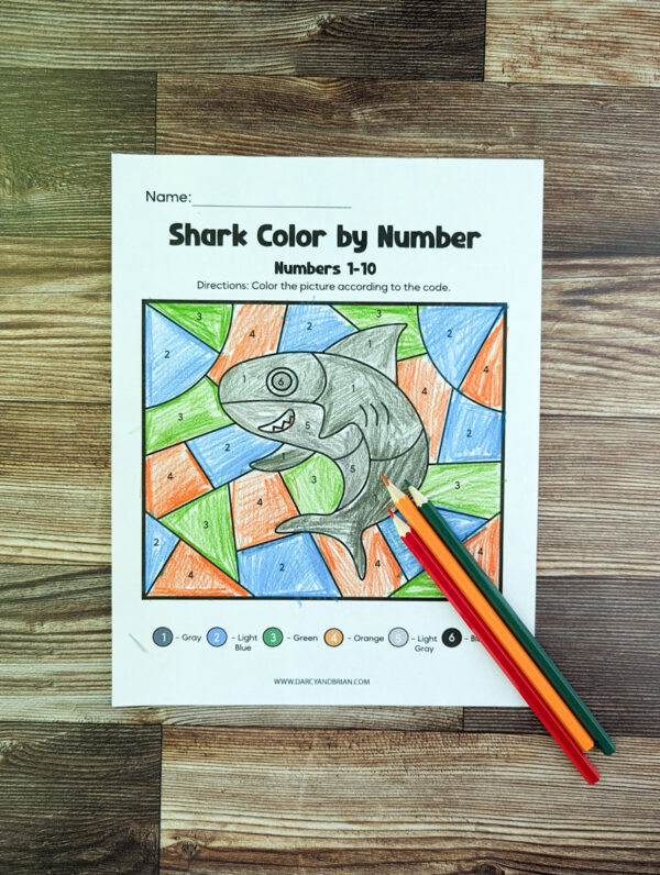 Printable Shark Color by Number Worksheets | Preschool Math