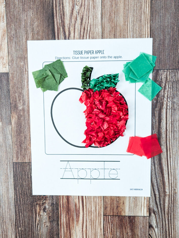 Easy Tissue Paper Apple Craft for Preschoolers | Free Template