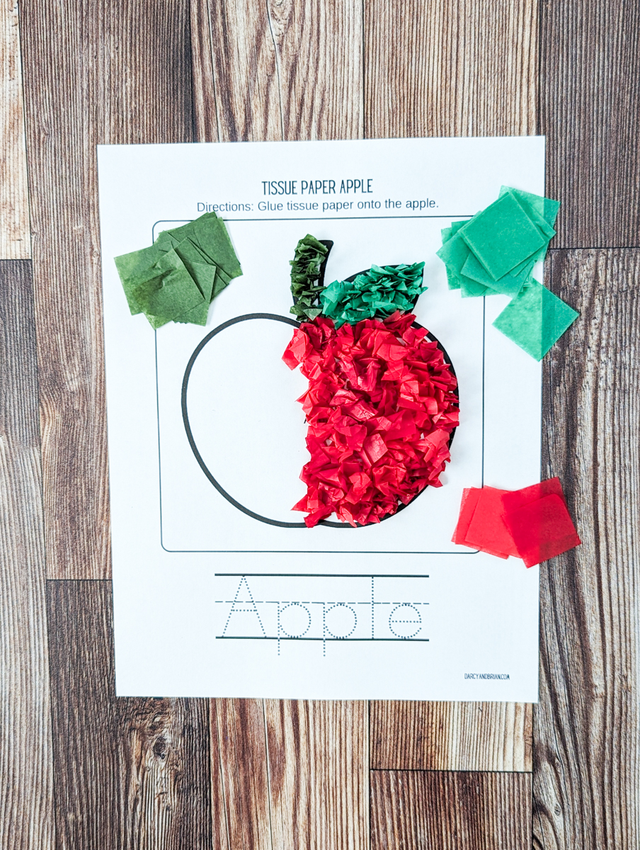 Easy Tissue Paper Apple Craft for Preschoolers | Free Template