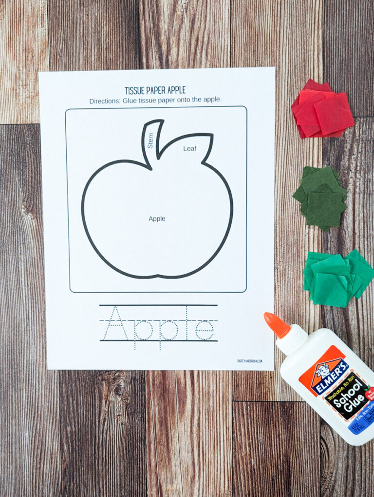 Easy Tissue Paper Apple Craft for Preschoolers | Free Template
