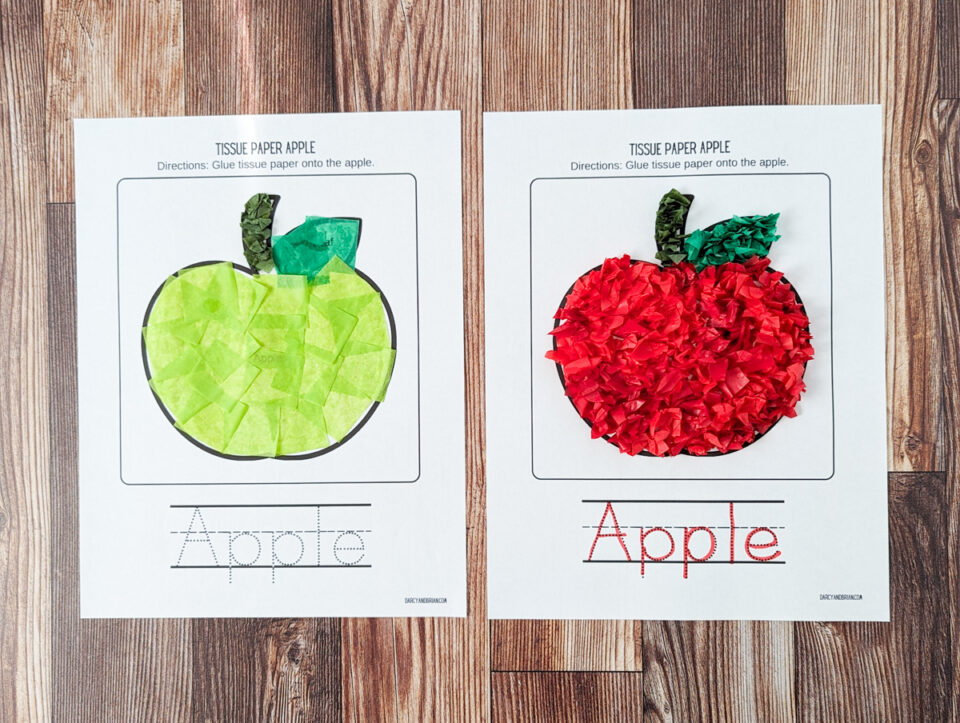 Easy Tissue Paper Apple Craft for Preschoolers | Free Template