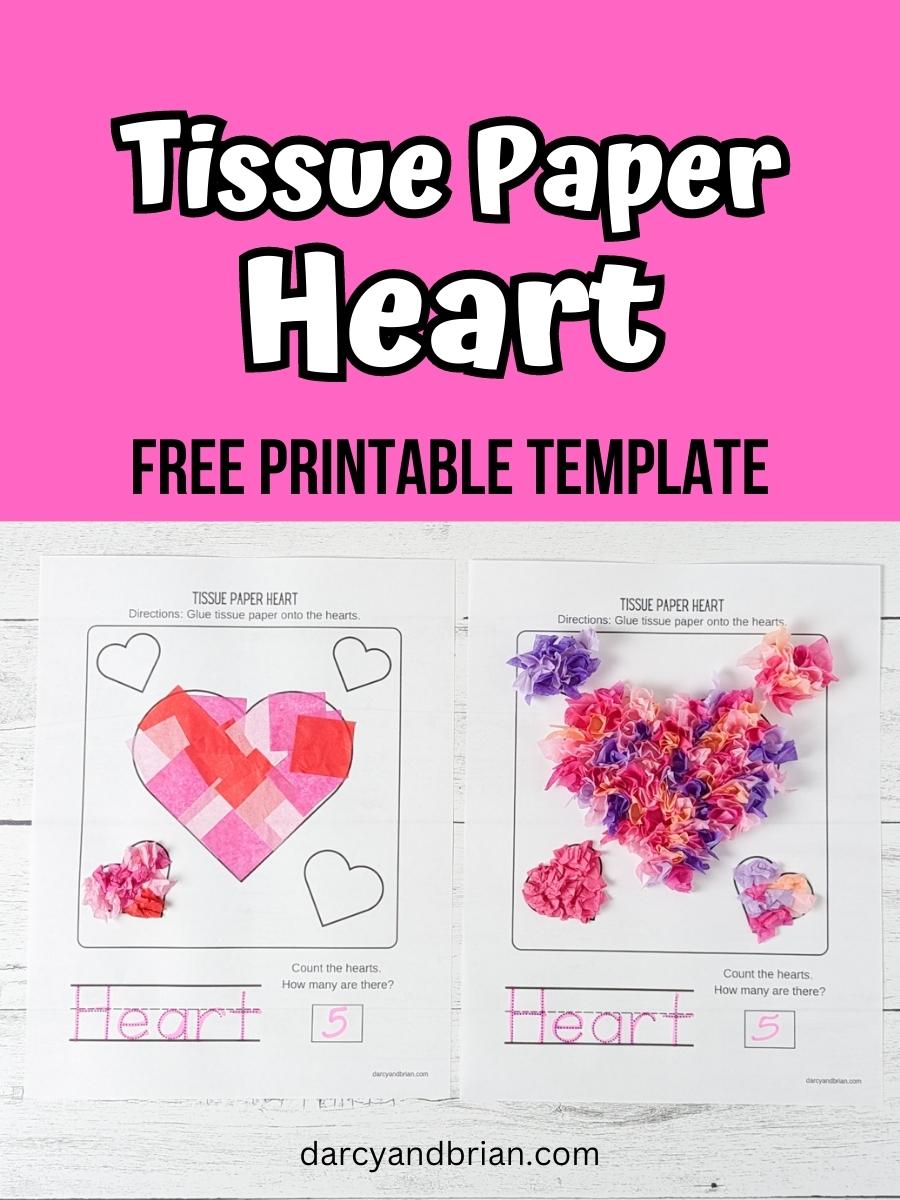 Tissue Paper Heart Craft | Free Printable Template