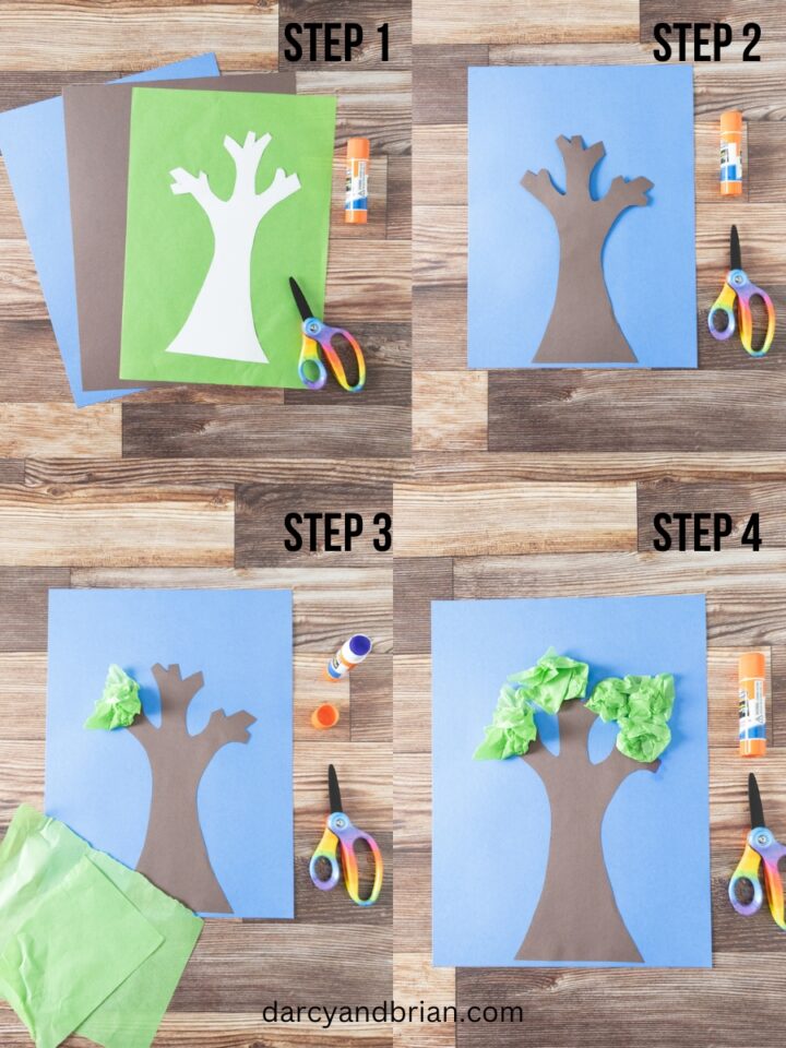 Tissue Paper Tree Craft | Easy Preschool Art Project
