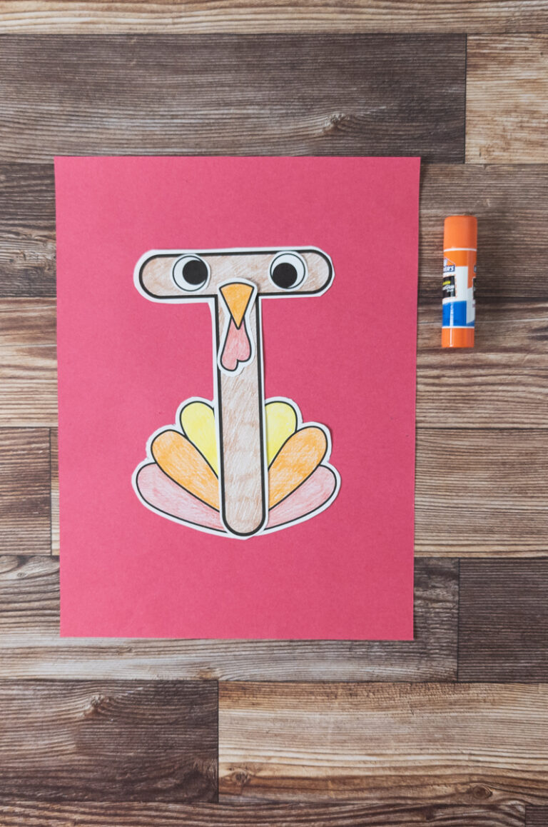 Easy Printable T is for Turkey Craft | Letter of the Week Activity
