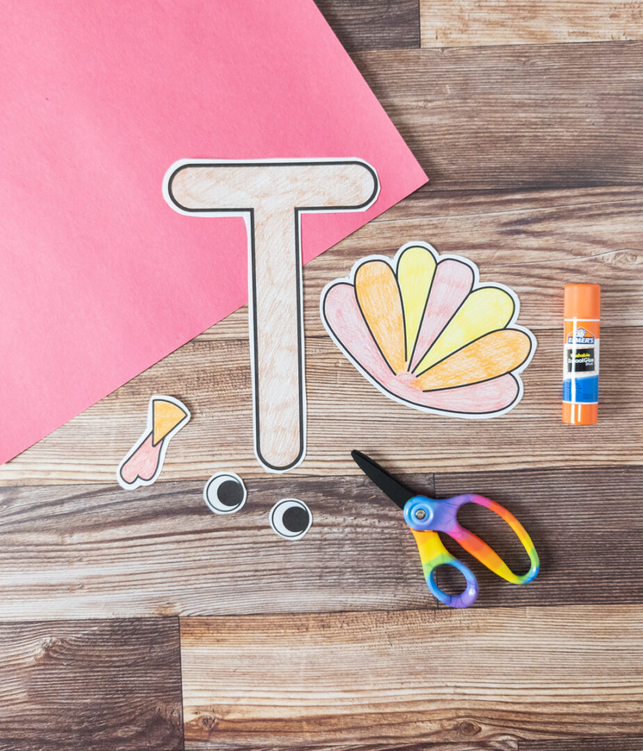 Easy Printable T is for Turkey Craft | Letter of the Week Activity