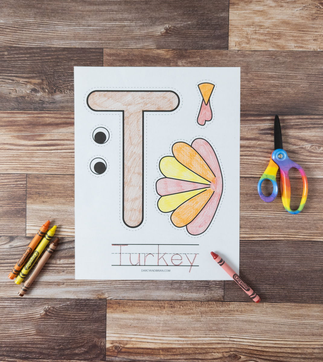Easy Printable T is for Turkey Craft | Letter of the Week Activity