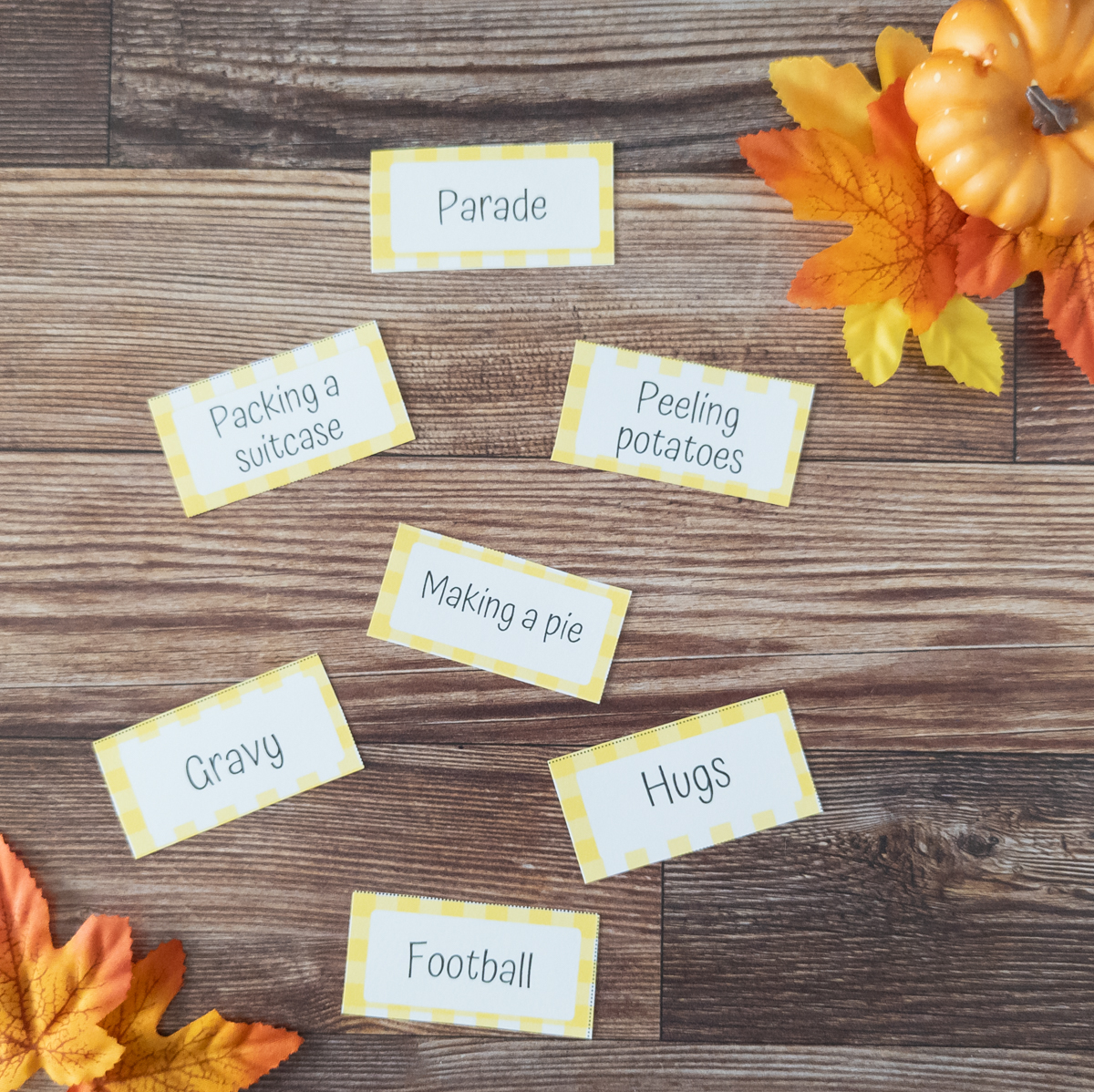 Printable Thanksgiving Charades Game for Kids