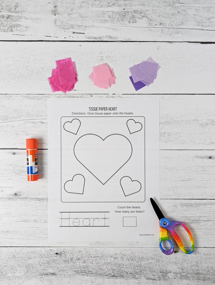 Tissue Paper Heart Craft | Free Printable Template