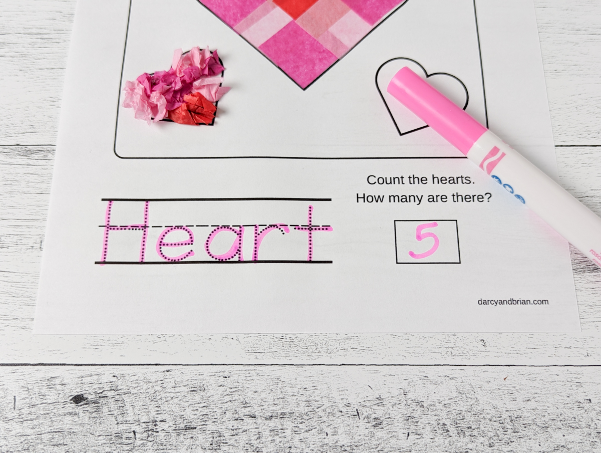 Tissue Paper Heart Craft | Free Printable Template