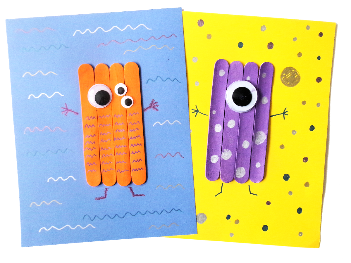 Easy Popsicle Stick Monsters | Halloween Craft for Kids