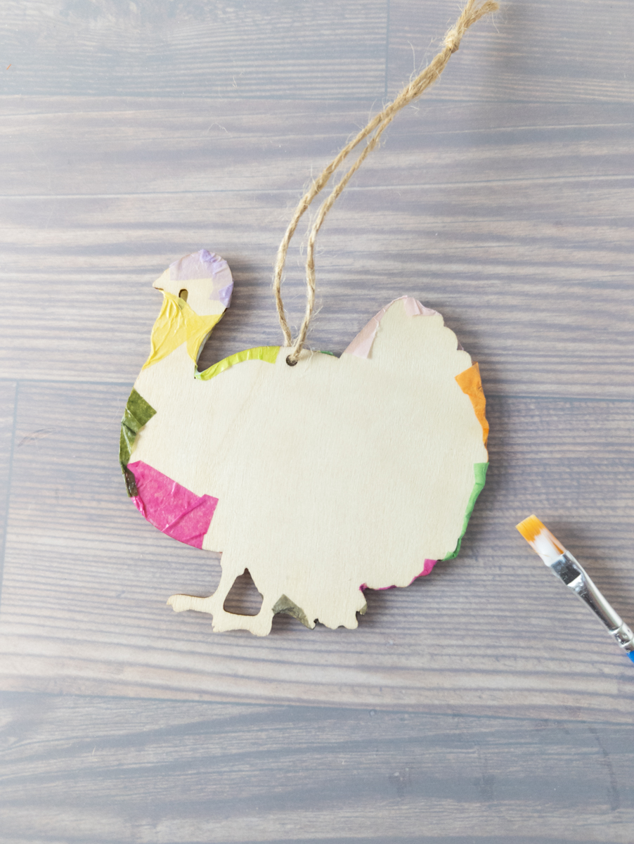 Decoupage Tissue Paper Turkey Craft for Kids