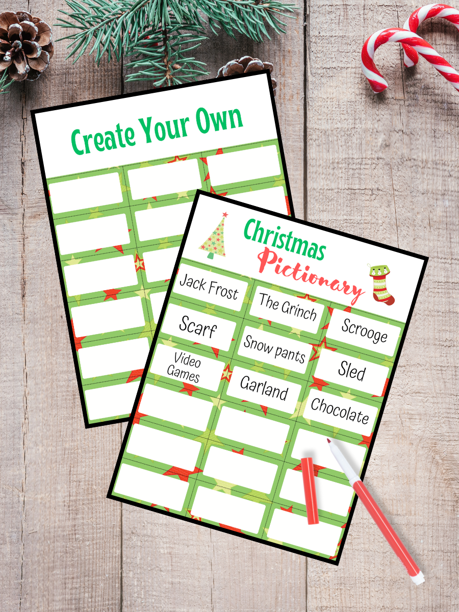 Printable Christmas Pictionary Game for Kids